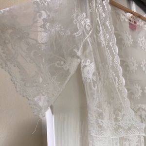 POL | Sweaters | White Lace Oversized Duster Cardigan | Poshmark